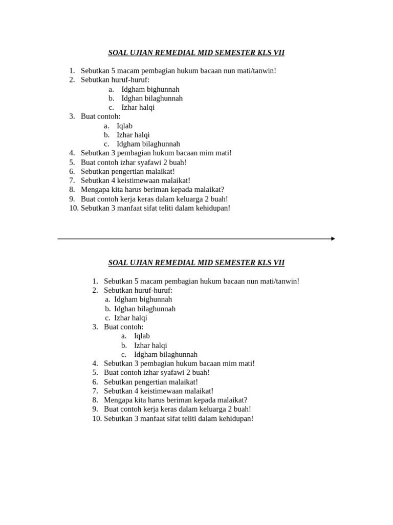 Soal Remedial Ujian Kelas VII | PDF
