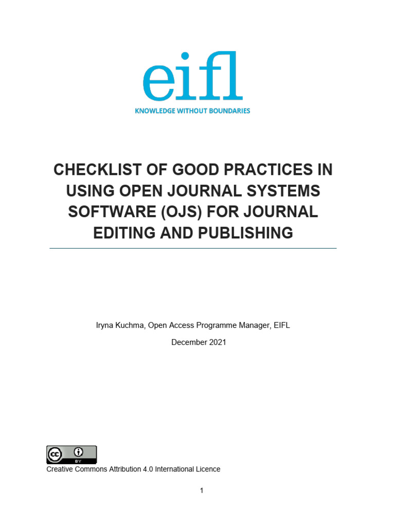 Ojs Checklist Version 2 Fin | PDF | Metadata | Open Access