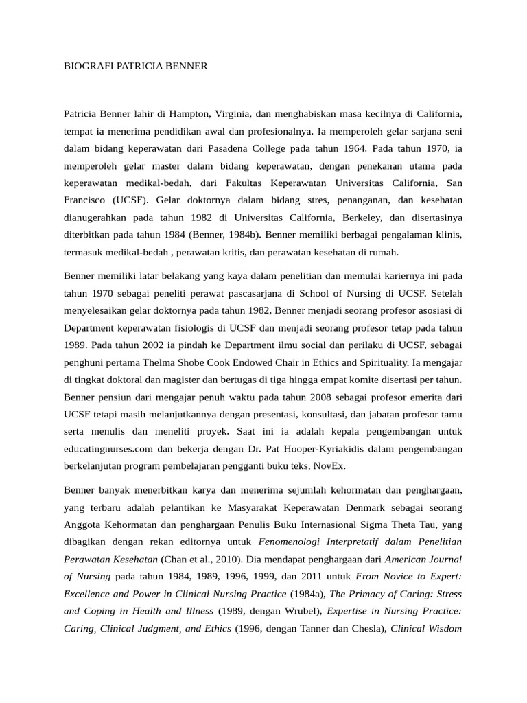 Biografi Patricia Benner | PDF