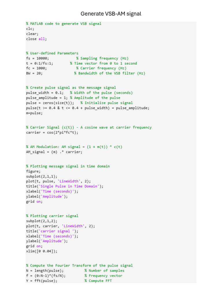 MATLAB VSB & QAM Signal Generation | PDF | Information And ...