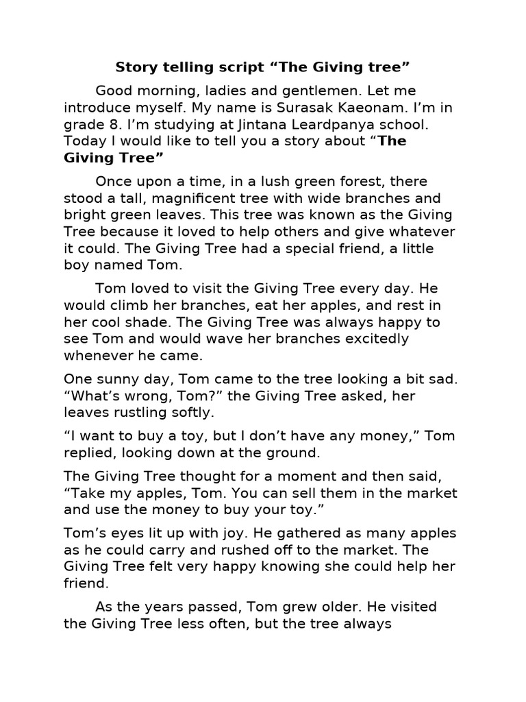 Script The Giving Tree | PDF