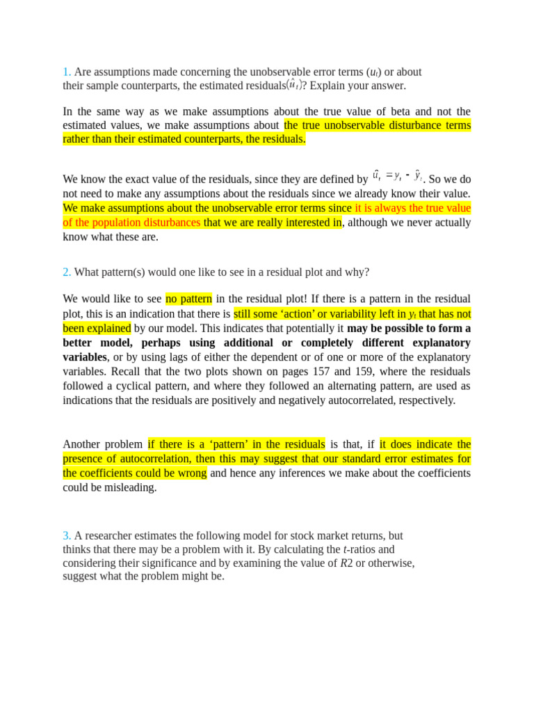 Chap5 Chris Brooks | PDF | Multicollinearity | Errors And Residuals