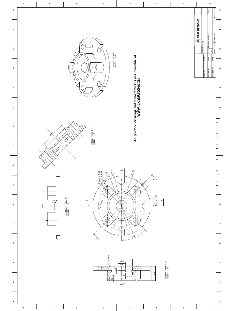 Mechanical Practice Drawing Sheets For AutoCAD CATIA NX SOLIDWORKS and ...
