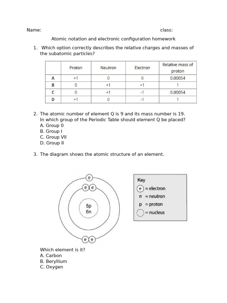 Atomic Notation and Elect Config HW | PDF