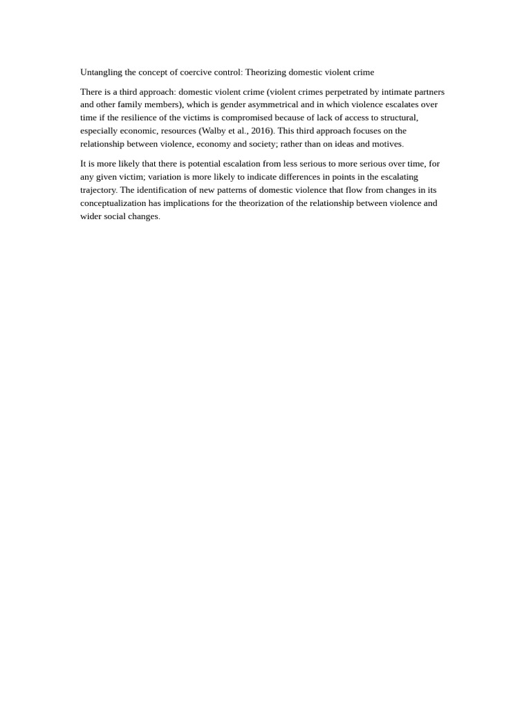 Coercive Control in Domestic Violence | PDF