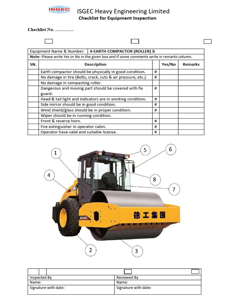 Checklists For All Construction Equipment - Part4 | PDF