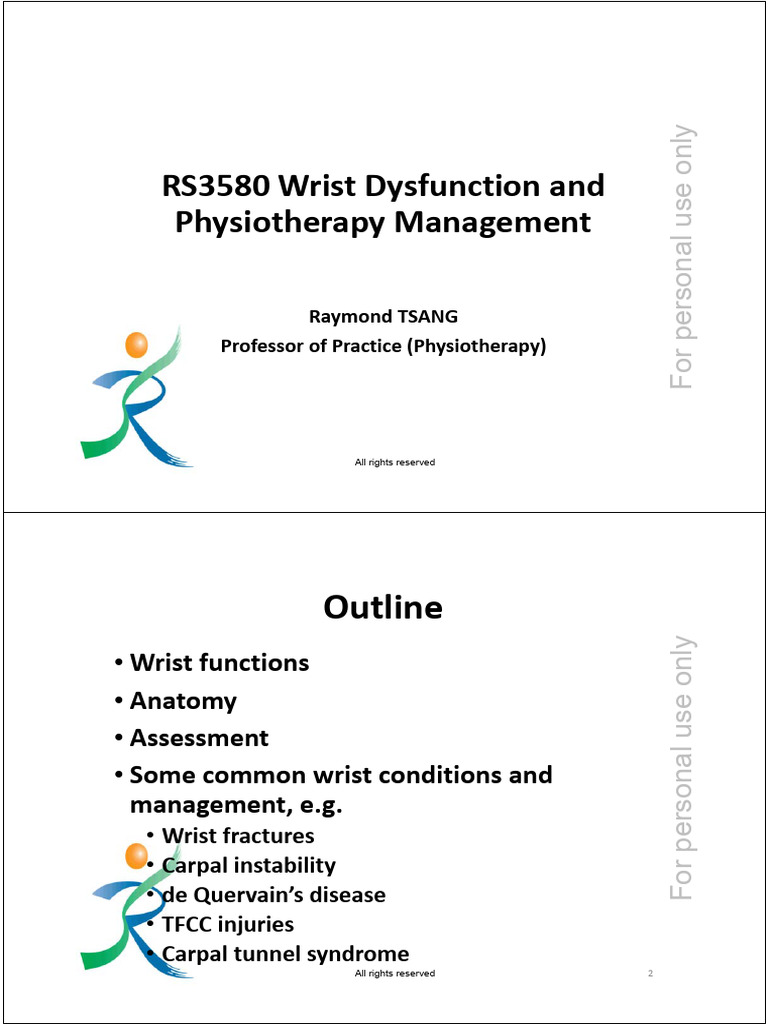 01 - RS3580 Wrist Dysfunction & PT MGT | PDF | Limbs (Anatomy ...