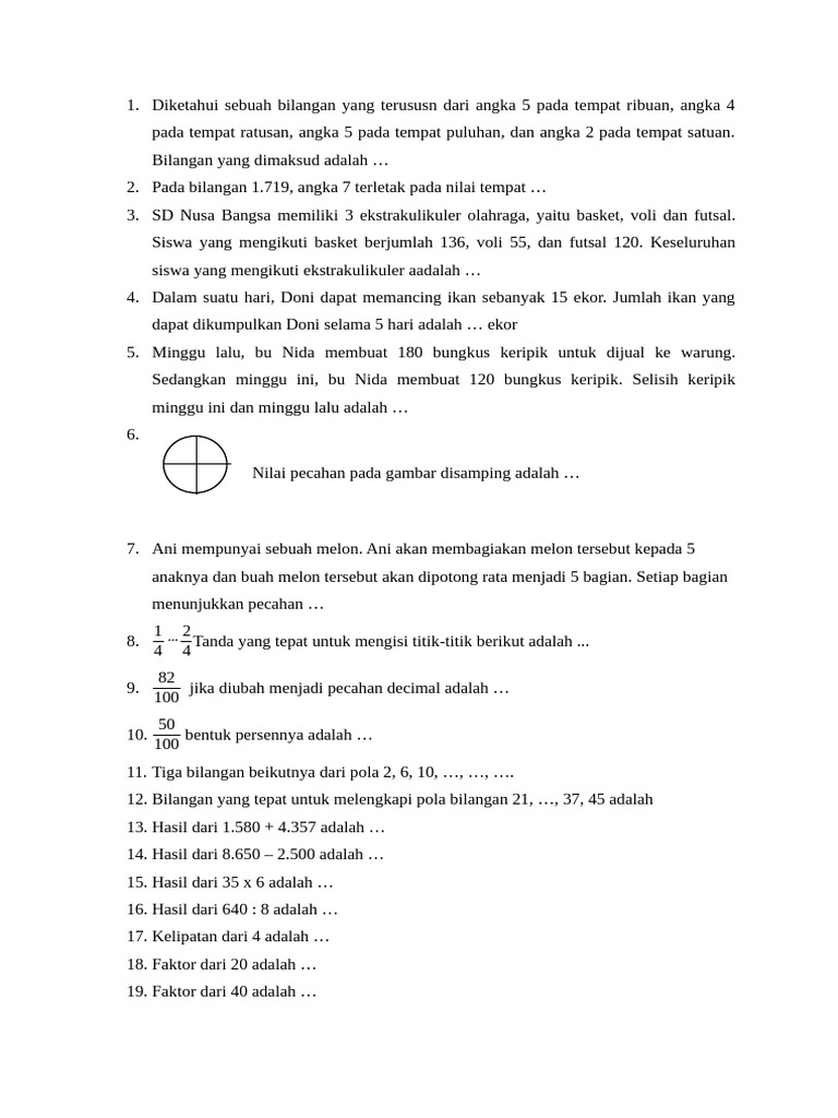 Soal Sas MTK KLS 4 | PDF