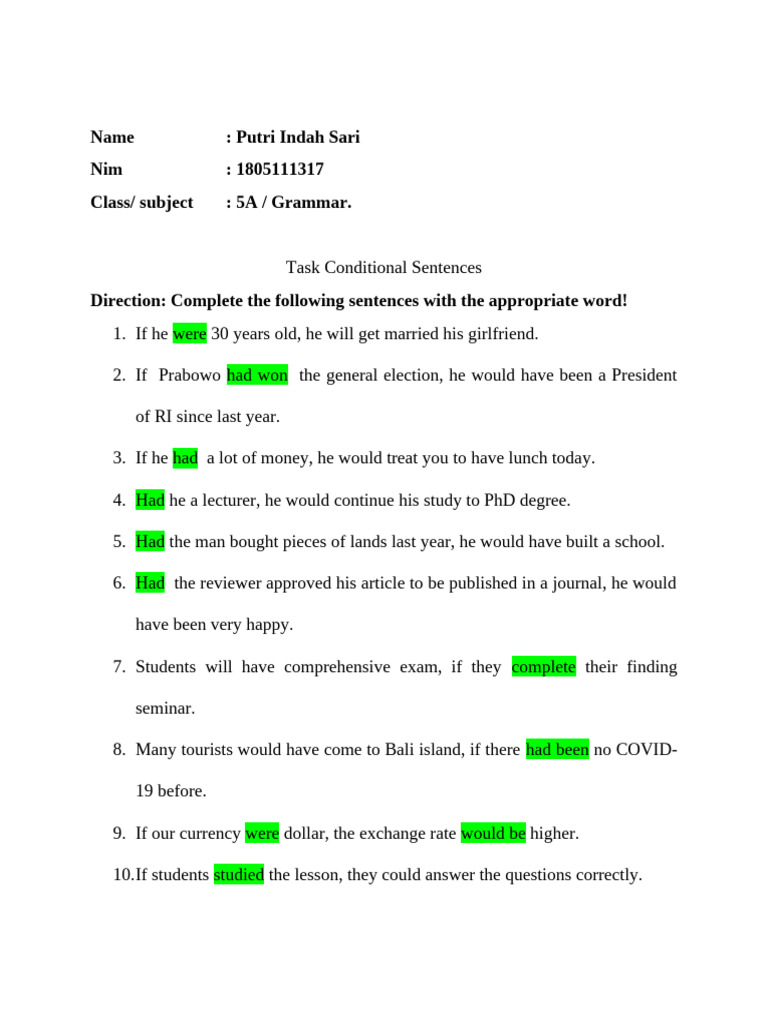 Task Conditional Sentences | PDF