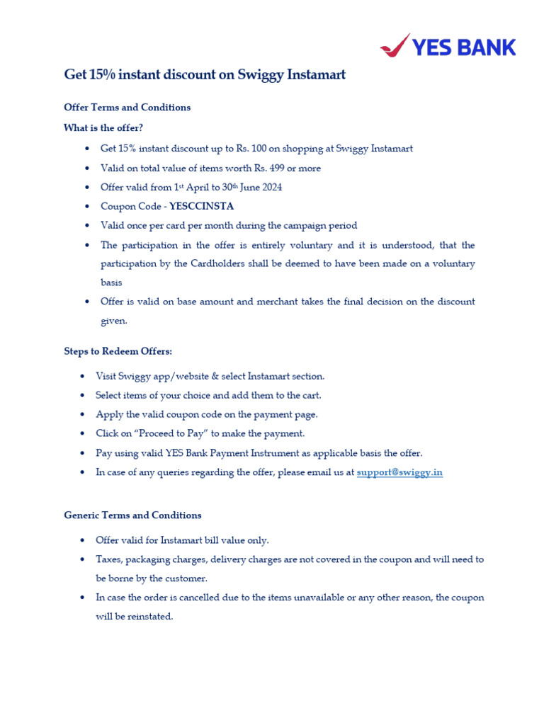 Ybl Swiggy Instamart Amj 24 TNC | PDF | Coupon | Common Law