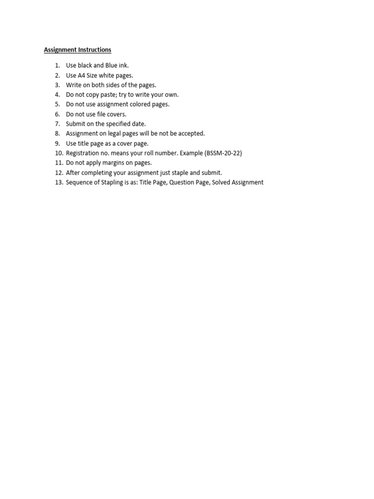 Assignment Submission Guidelines | PDF