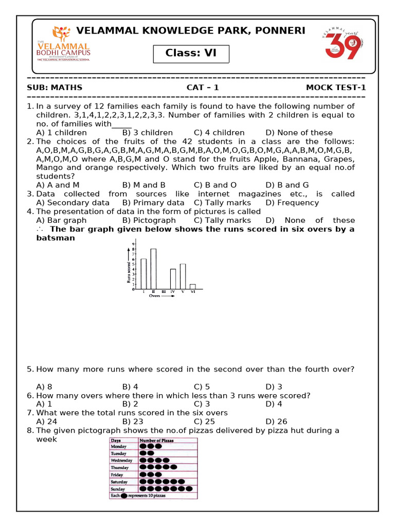 6th Mock Test - 1 Math | PDF | Circle | Triangle