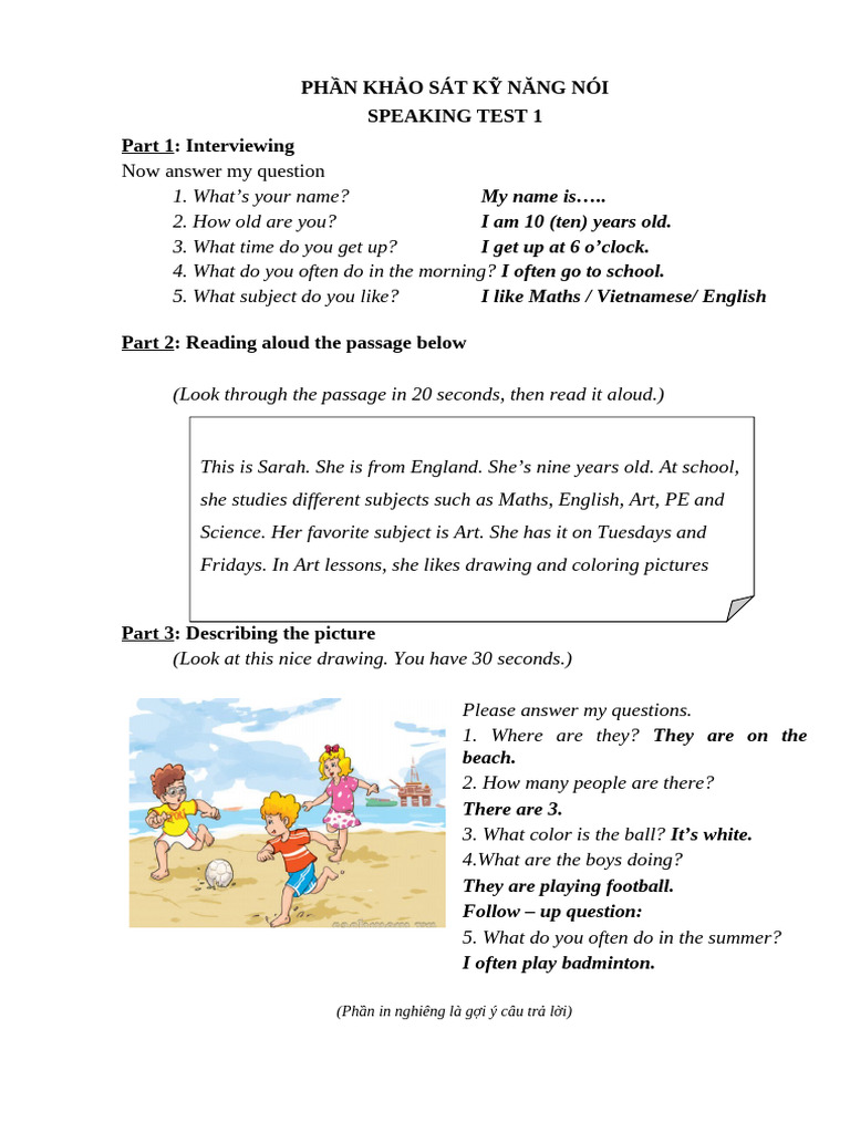 Speaking Test 1 | PDF