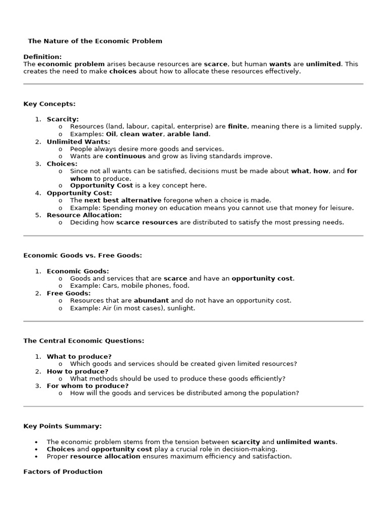 The Nature of The Economic Problem | PDF | Demand | Economic Equilibrium