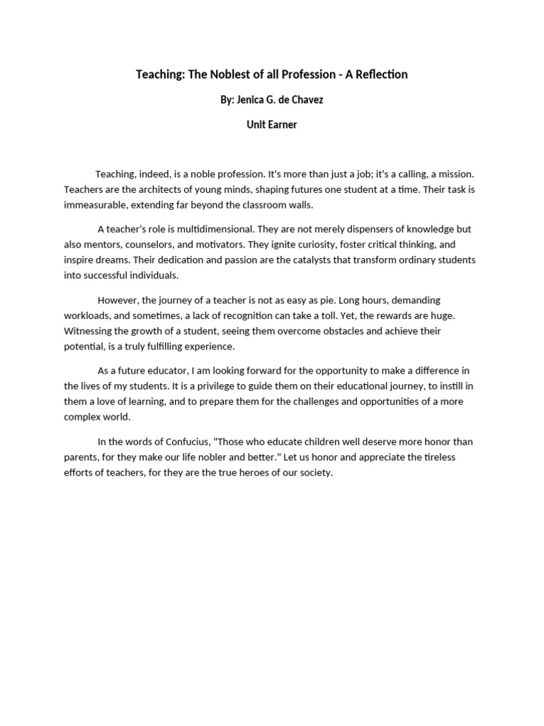 The Noble Profession of Teaching | PDF