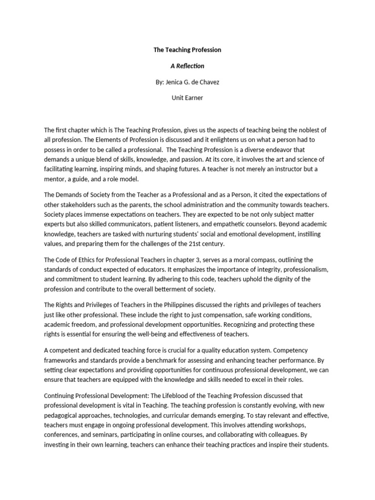 The Teachng Prof-Rflctn Per Chap | PDF | Teachers | Profession