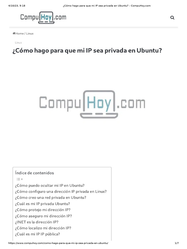 ¿Cómo Hago para Que Mi IP Sea Privada en Ubuntu | PDF | Dirección IP ...