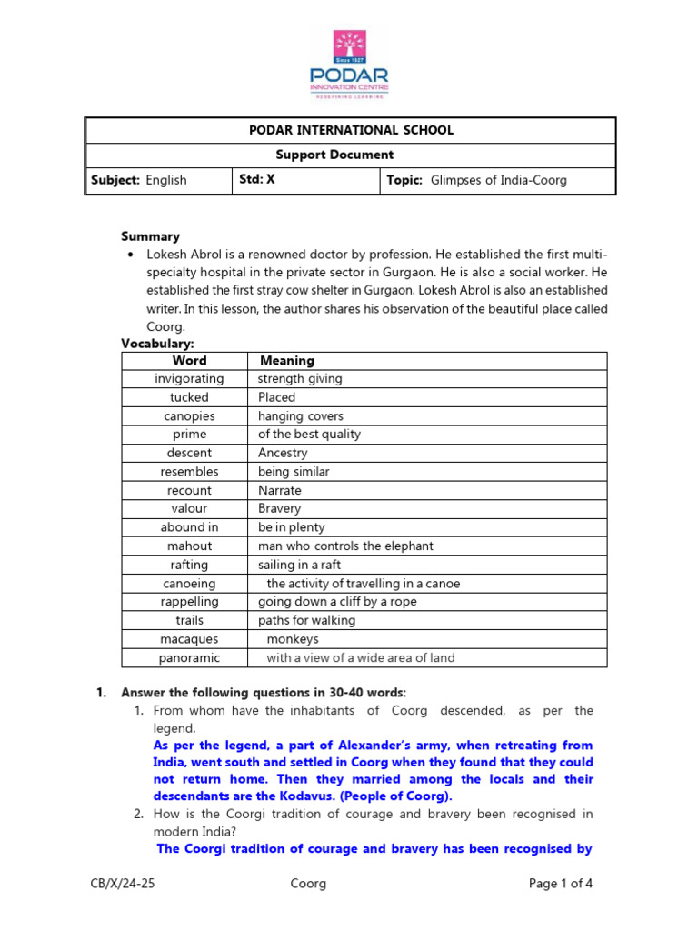1724343177698.SD - X - CB - Eng - Glimpses of India - Coorg | PDF
