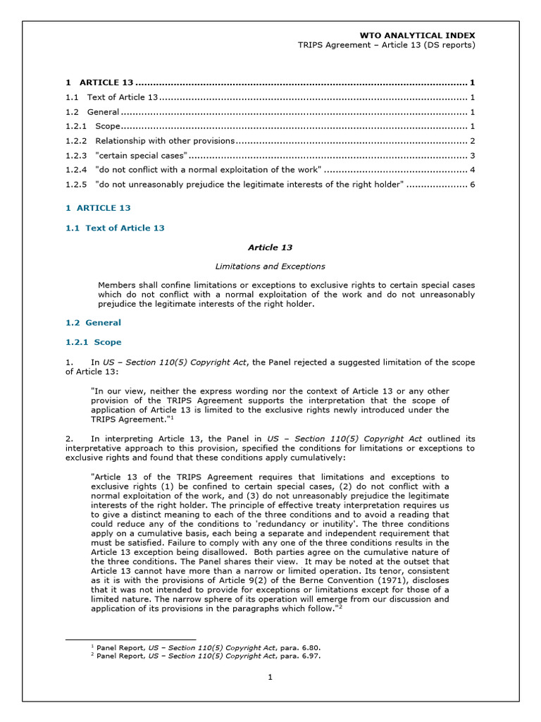 Trips Art13 Jur | PDF | Copyright | Trips Agreement