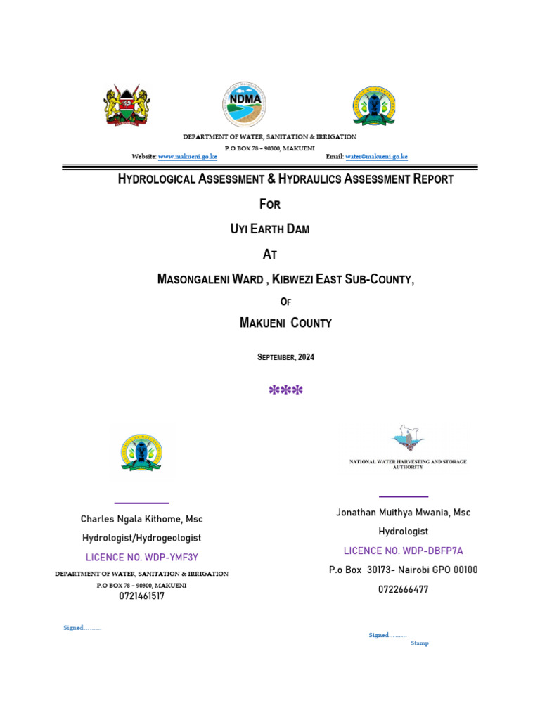 FINAL - Uyi Dam Catchment Hydrological Report - COVER | PDF