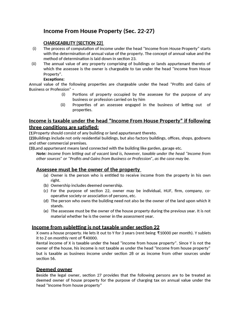 Income From House Property-Theory | PDF | Tax Deduction | Income