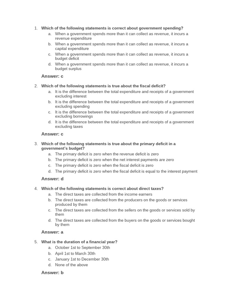 Which of The Following Statements Is Correct About Government Spending ...