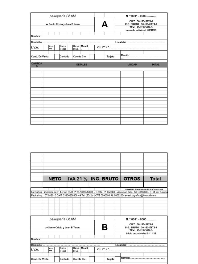FACTURA - A - y - B1 - 1-4 AFIP | PDF