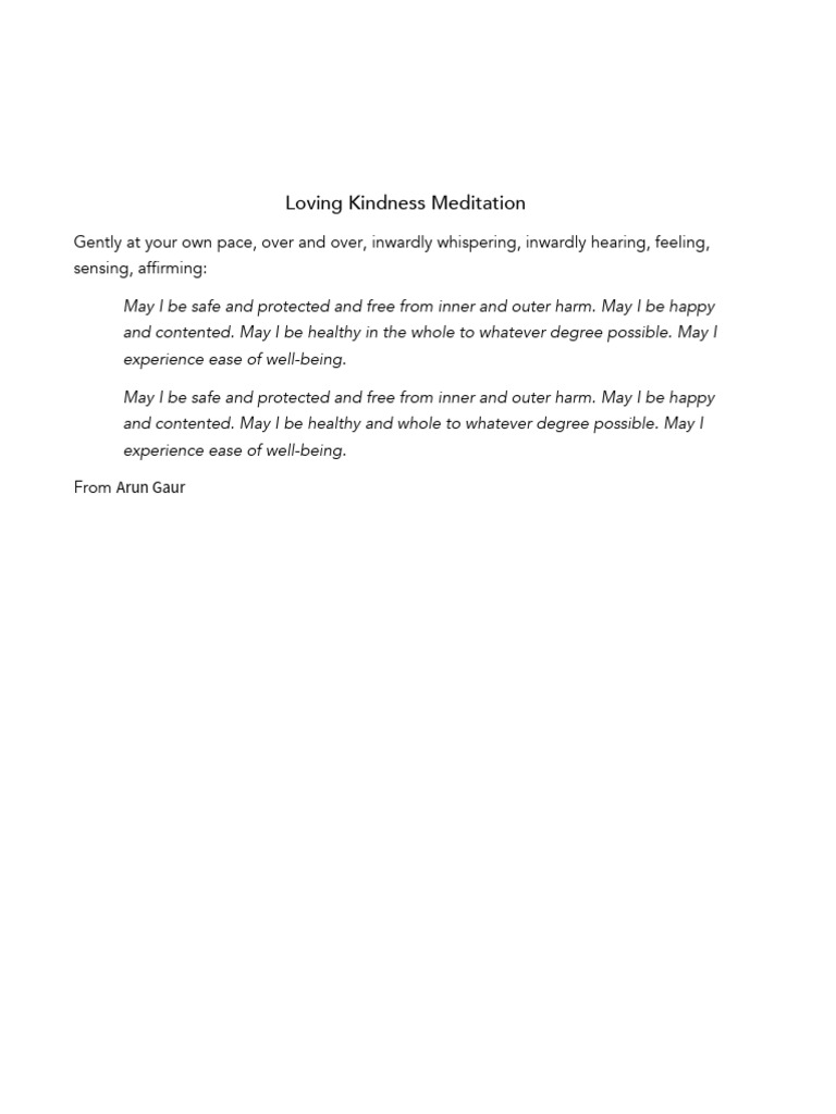 Loving Kindness Meditation Guide | PDF
