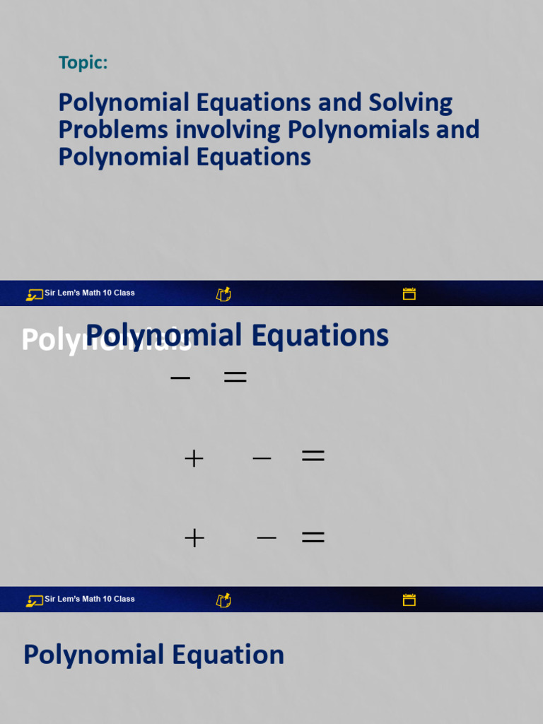 Q1 10 Polynomial Equations | PDF | Factorization | Equations