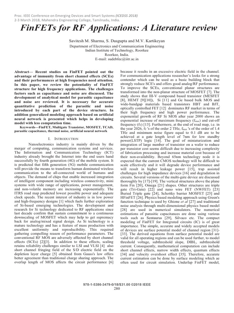 FinFETs For RF Applications A Literature Review | PDF | Mosfet | Field Effect Transistor
