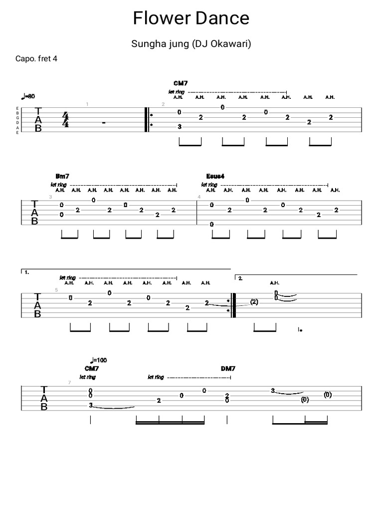 Sungha Jung - Flower Dance | PDF | Chordophones | String Instruments