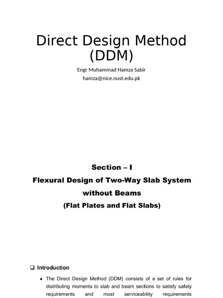 Direct Design Method (DDM) : Engr Muhammad Hamza Sabir Hamza@nice - Nust.edu - PK | PDF