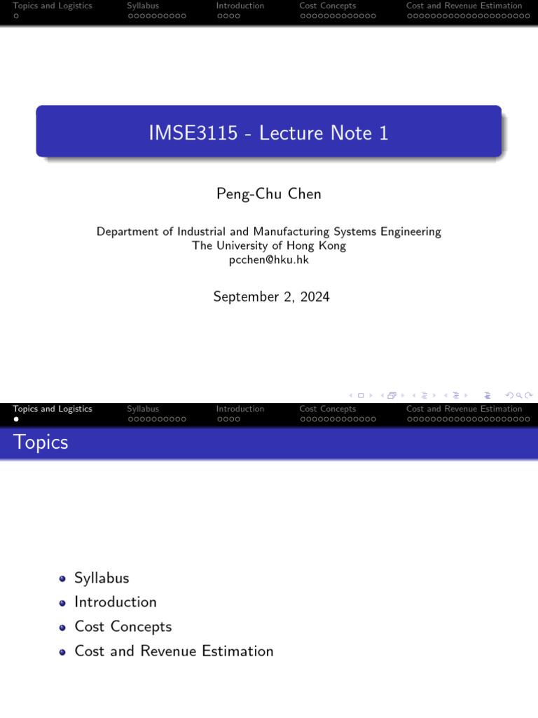 Imse3115 Lecture1 2024 | PDF | Regression Analysis | Opportunity Cost
