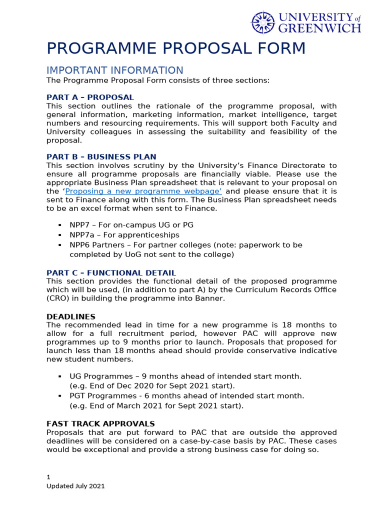 Programme Proposal Form Final July 2021 | PDF | Economics