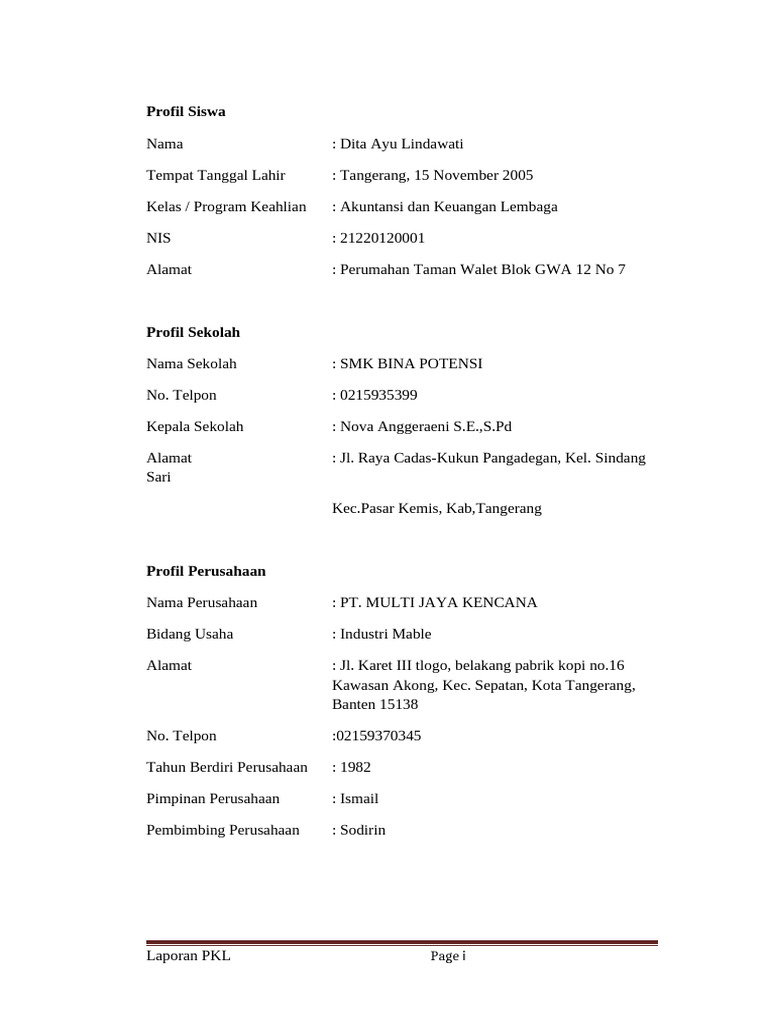 Profil Siswa Dita | PDF