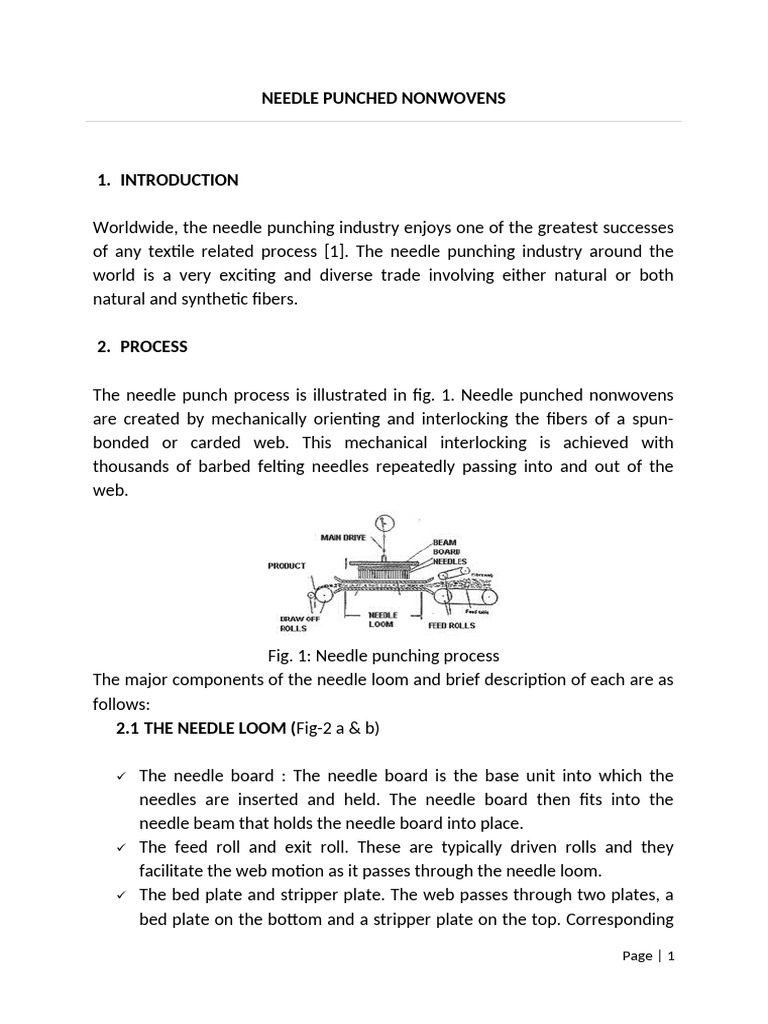 Needle Punching Punched Nonwovens | PDF | Nonwoven Fabric | Materials