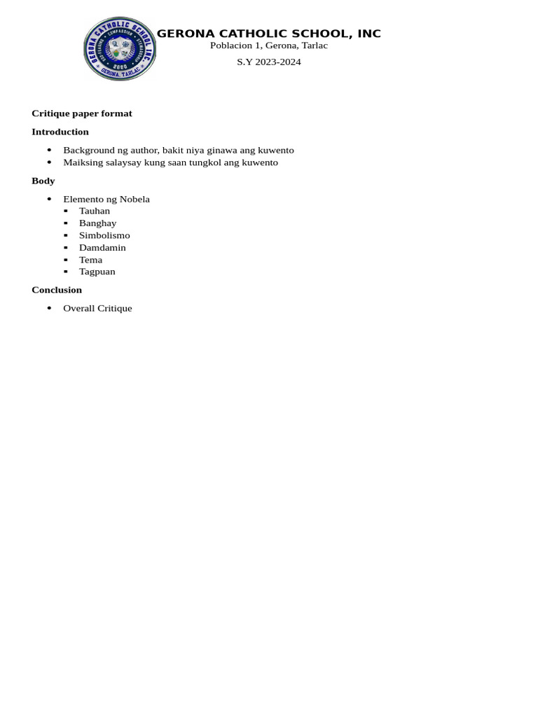 Critique Paper Format | PDF