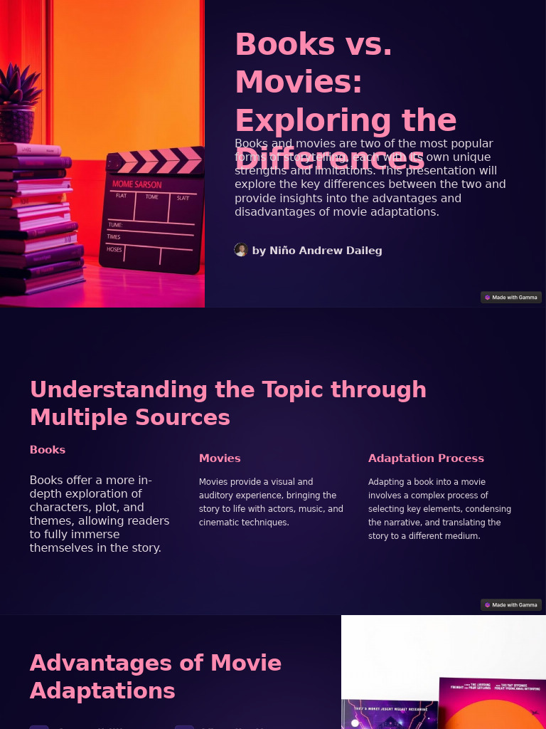 Books Vs Movies Exploring The Differences | PDF | Experience | Storytelling