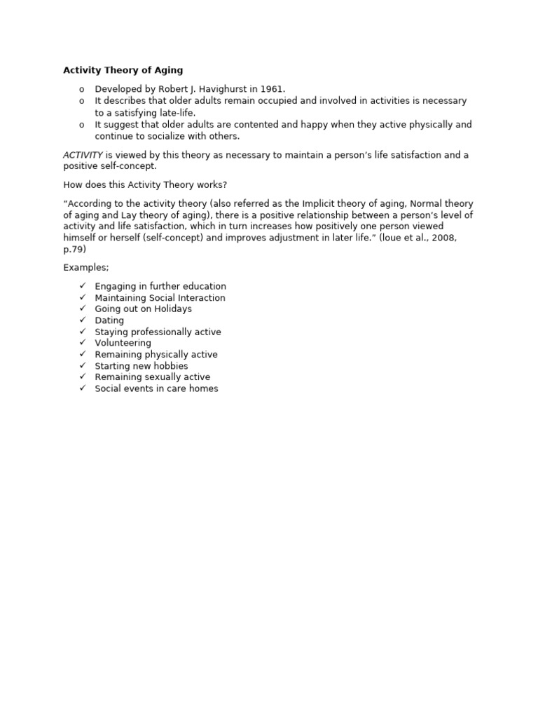 Activity Theory of Aging | PDF