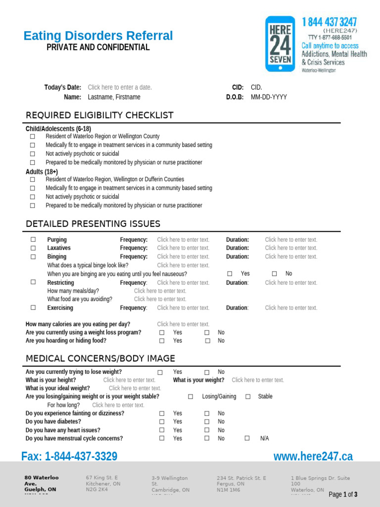 Eating Disorders Referral v. 171127 | PDF | Eating Disorder | Diseases ...