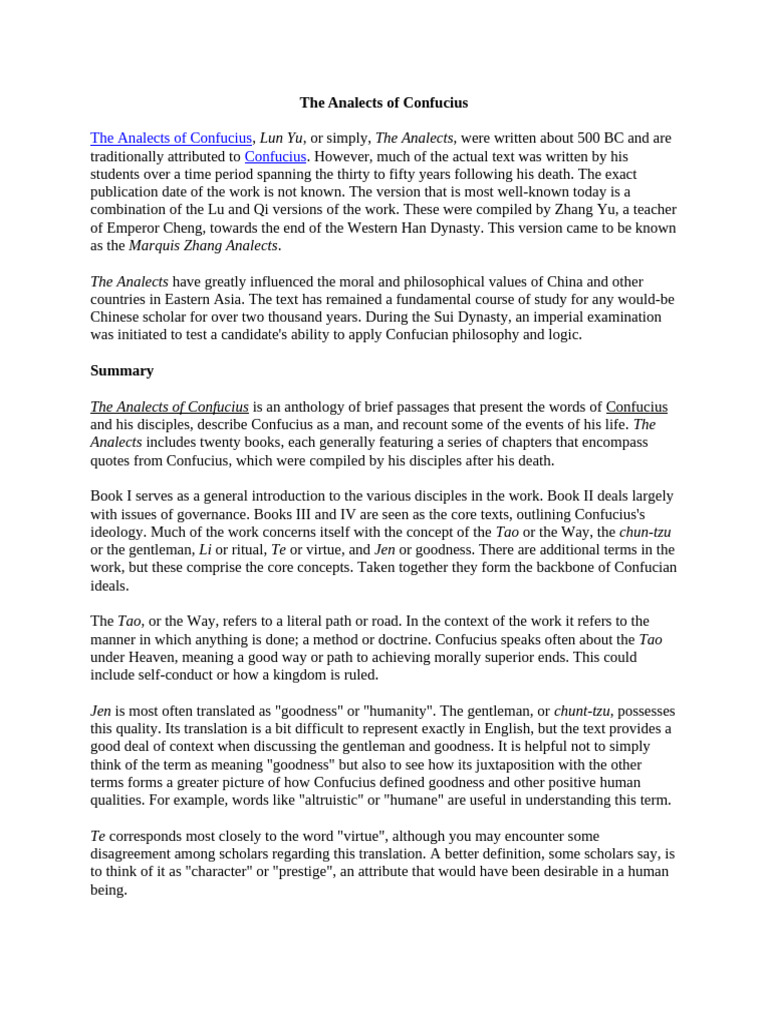 The Analects of Confucius | PDF | Analects | Confucianism