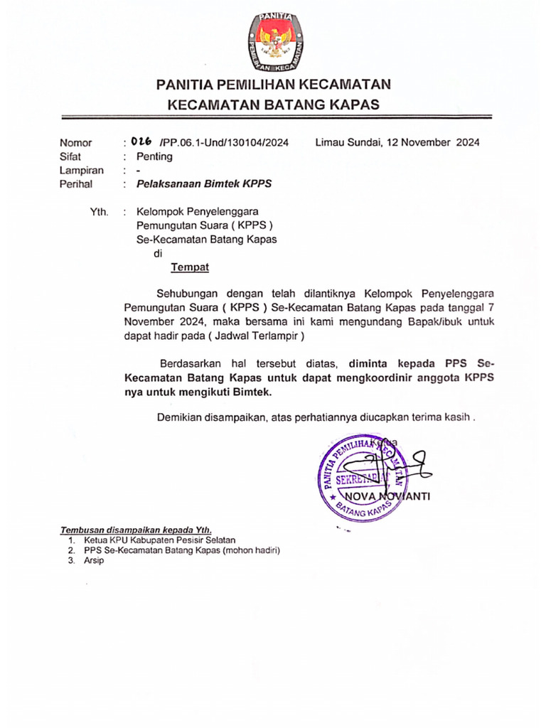 Undangan Bimtek KPPS | PDF