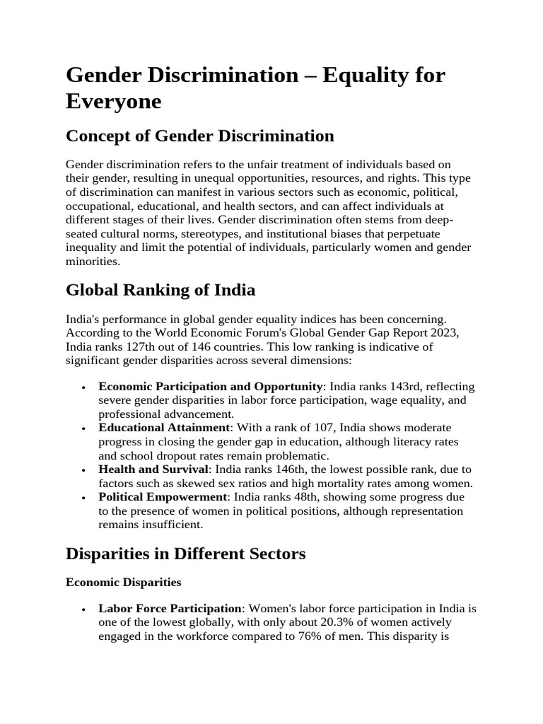 Gender Discrimination | PDF | Gender Pay Gap | Gender Studies