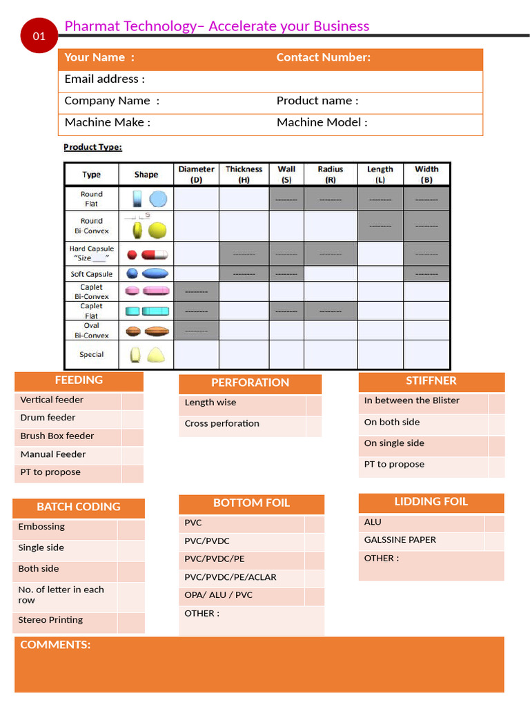 BLISTER SPECIFICATION Sheet | PDF