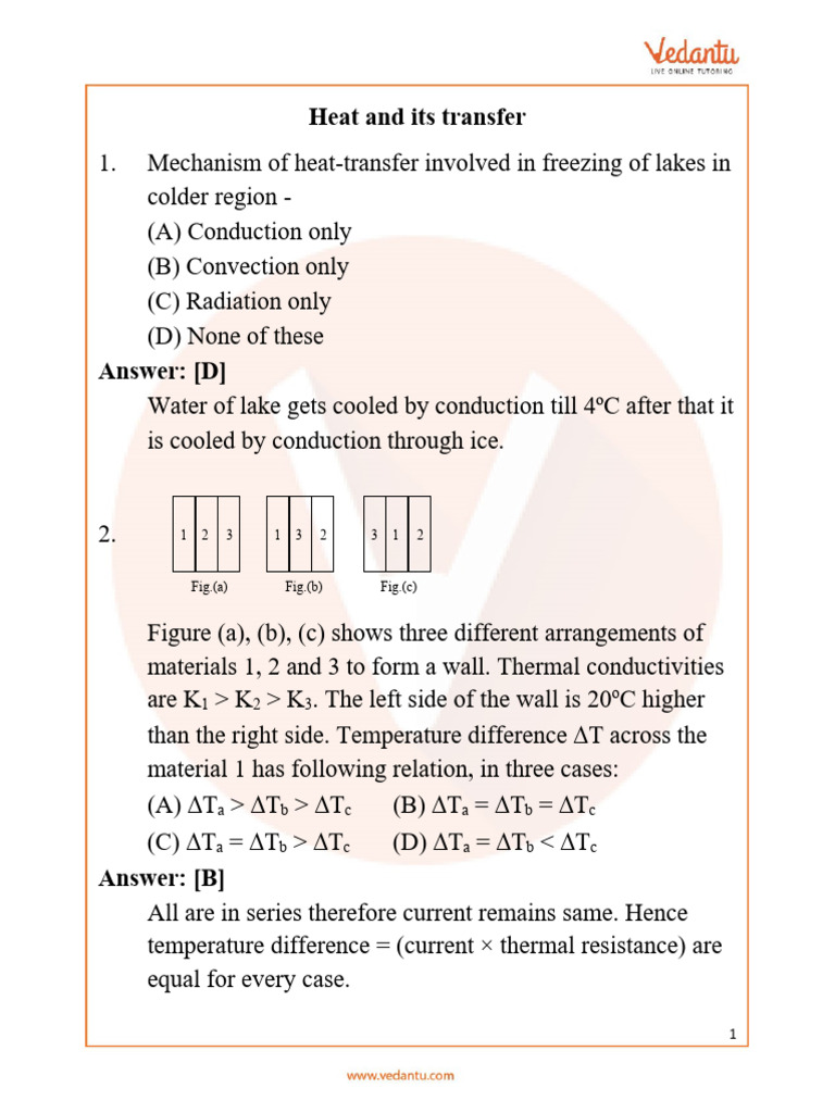 NEET Heat Transfer Important Questions - Free PDF Download | PDF ...