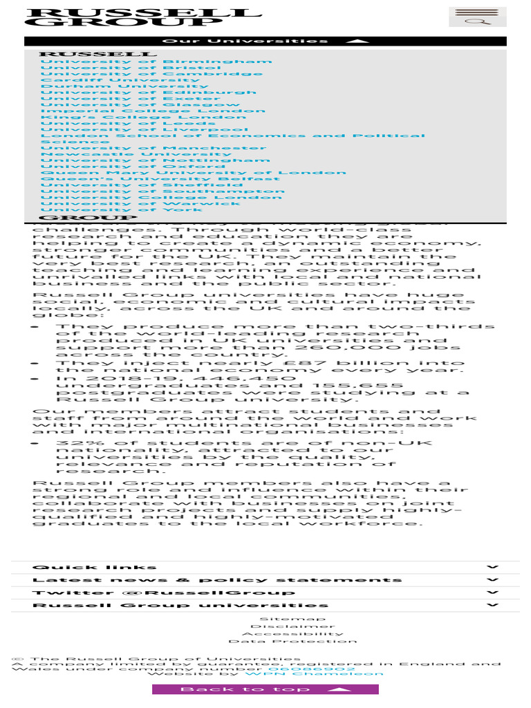 Russell Group Universities Overview 2023 | PDF