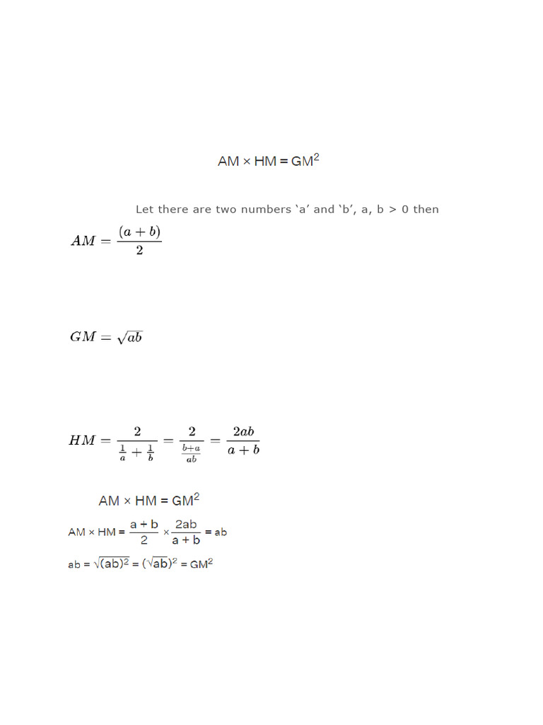 Relation Between AM GM HM Descriptive Statistics | PDF