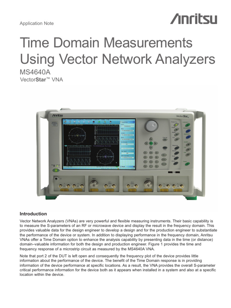 Time Domain Measurements Using Vector Network Analyzers | PDF | Low Pass Filter | Electrical ...