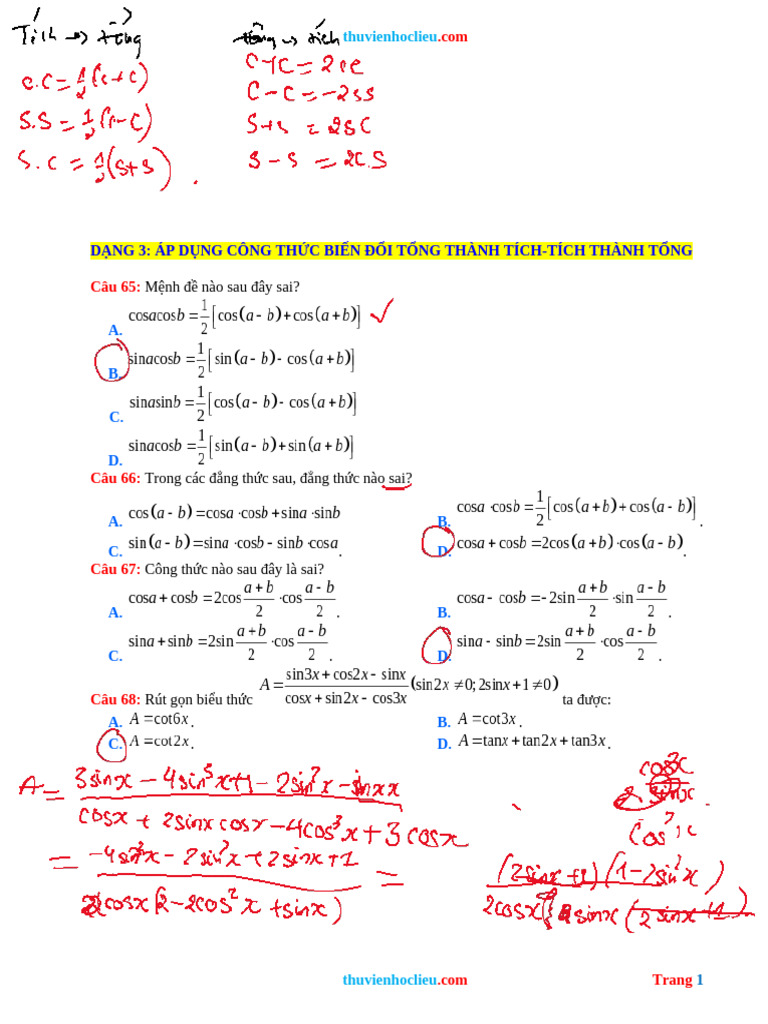 BT Công TH C T NG Thành Tích | PDF