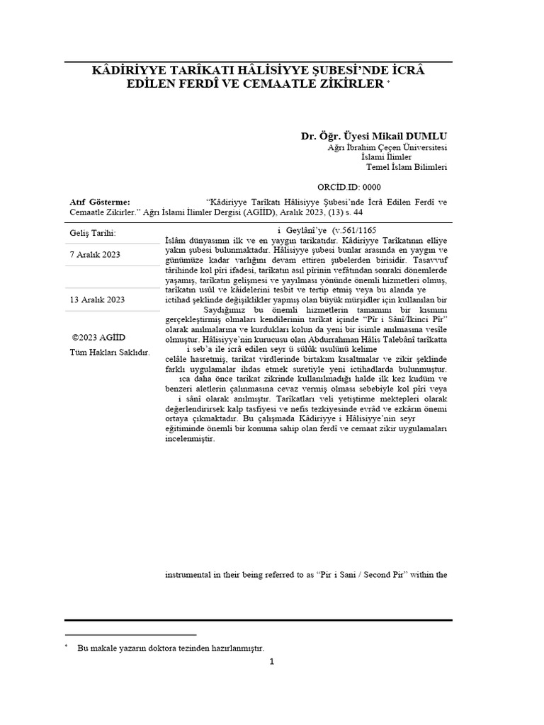 K D R Yye Tar Kati H L S Yye Ubes Nde CR Ed Len Ferd Ve Cemaatle Z K Rler (#1401779) - 3585805 | PDF